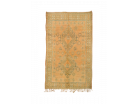 Moyen tapis vintage boujad jaune taupe