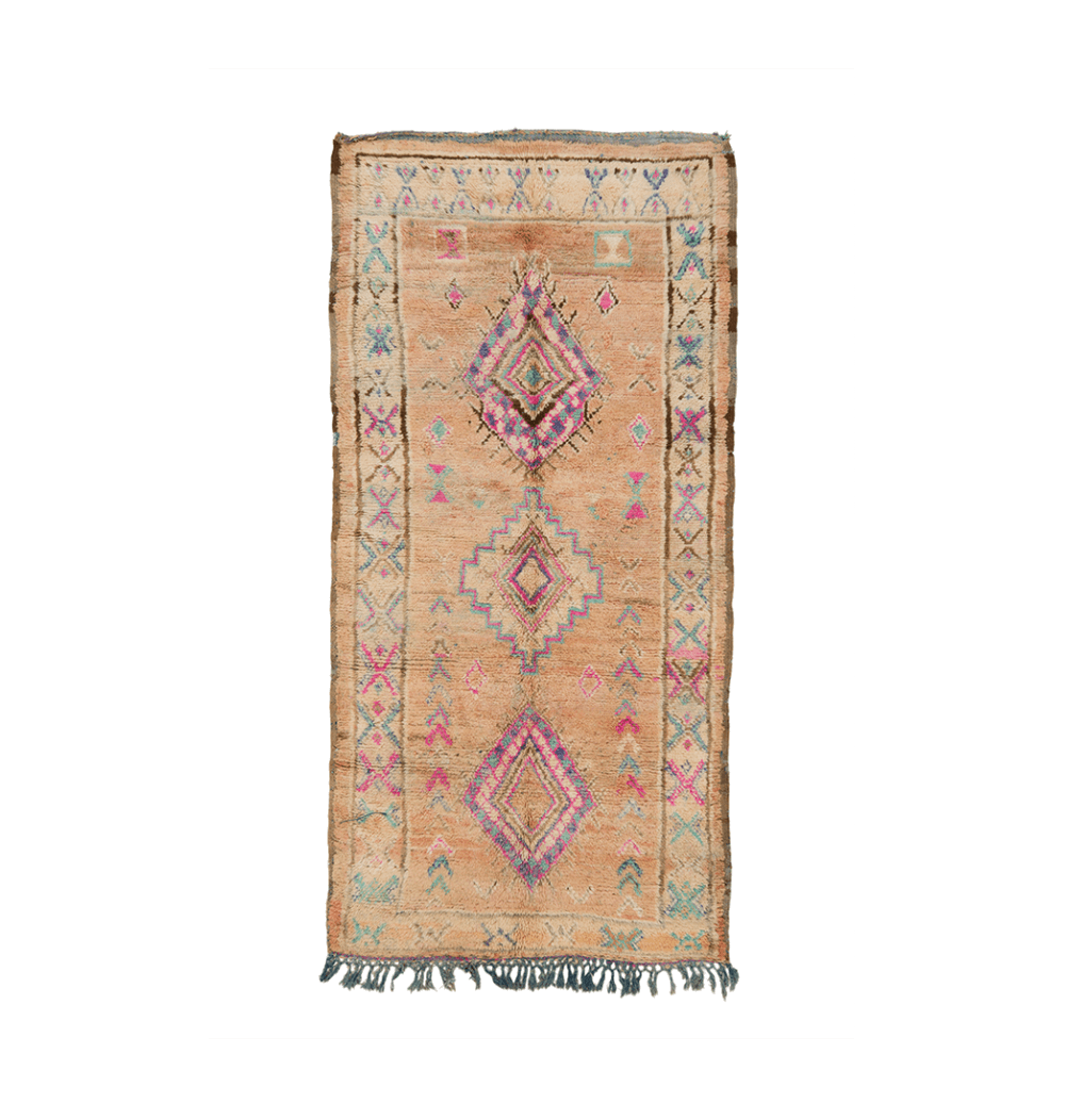 Small vintage boujad orange mauve rug